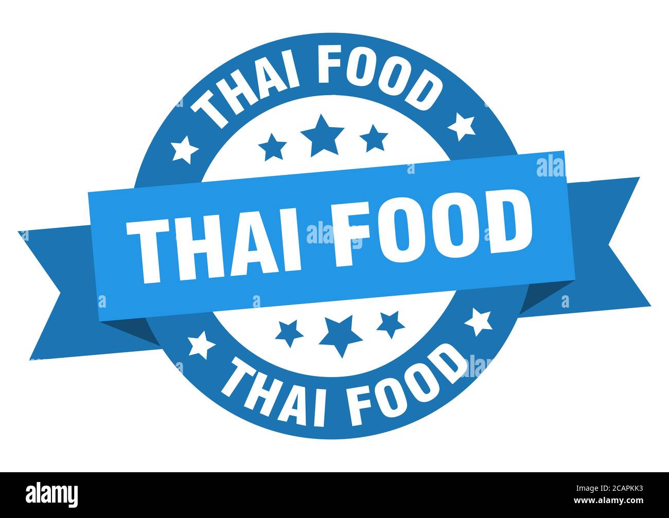 thai food round ribbon isolated label. thai food sign Stock Vector ...