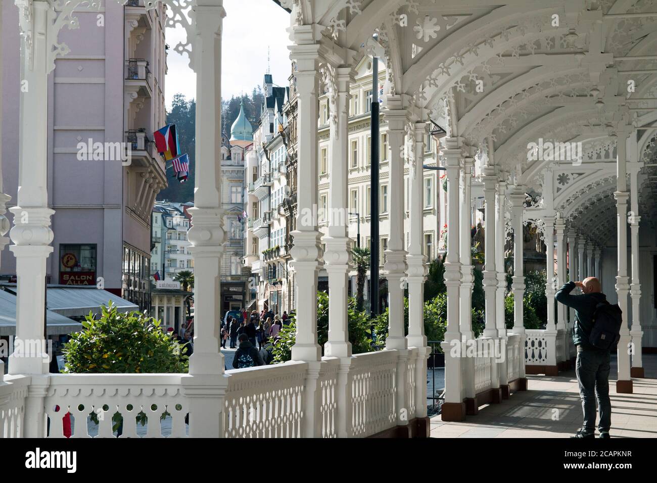 Karlovy Vary Czech Republic Oct 28 2019. Man looking into the distance ...