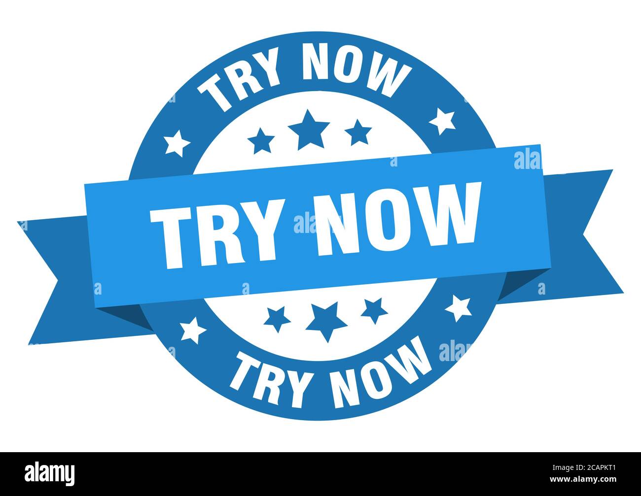 try now round ribbon isolated label. try now sign Stock Vector Image ...