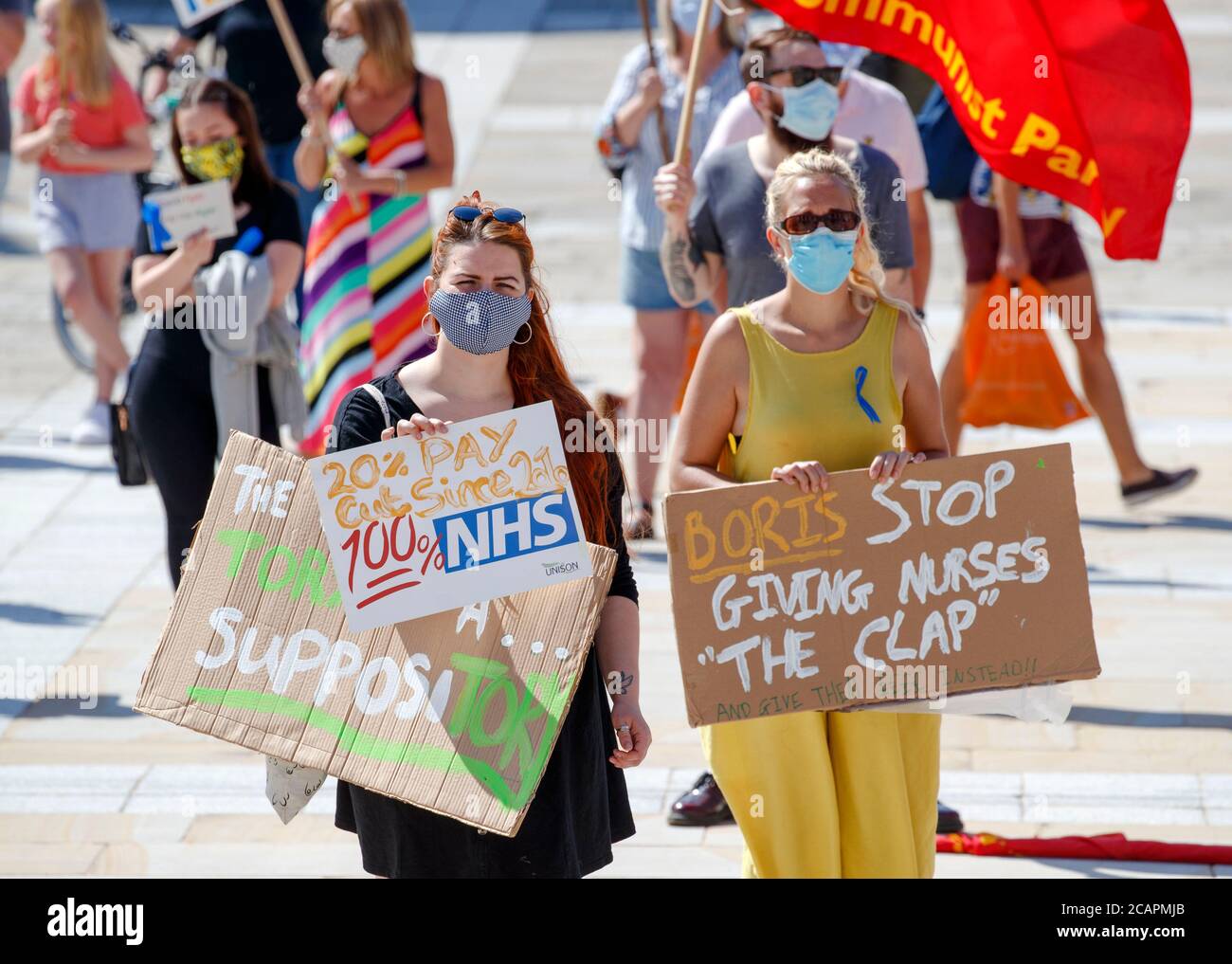 Nhs workers demonstrate in millennium square hi-res stock photography ...