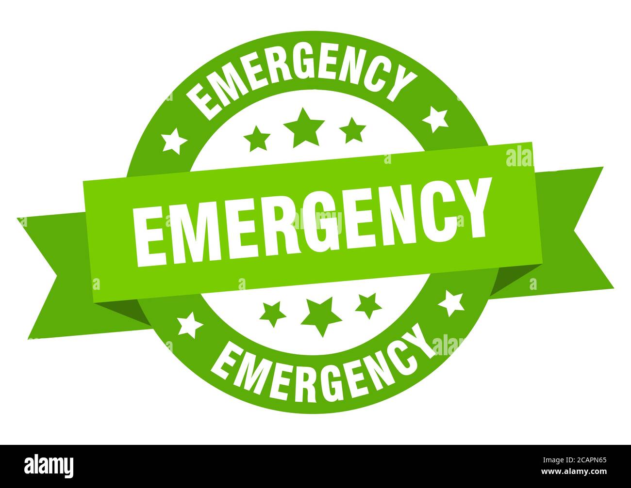 emergency round ribbon isolated label. emergency sign Stock Vector ...