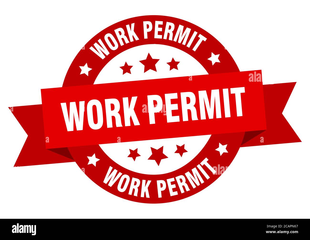 work permit round ribbon isolated label. work permit sign Stock Vector ...