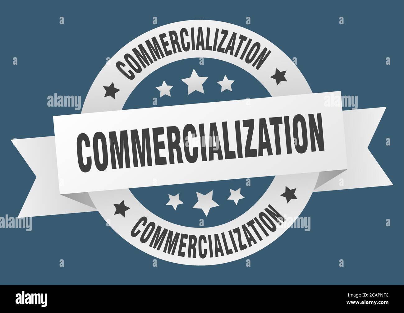commercialization round ribbon isolated label. commercialization sign ...