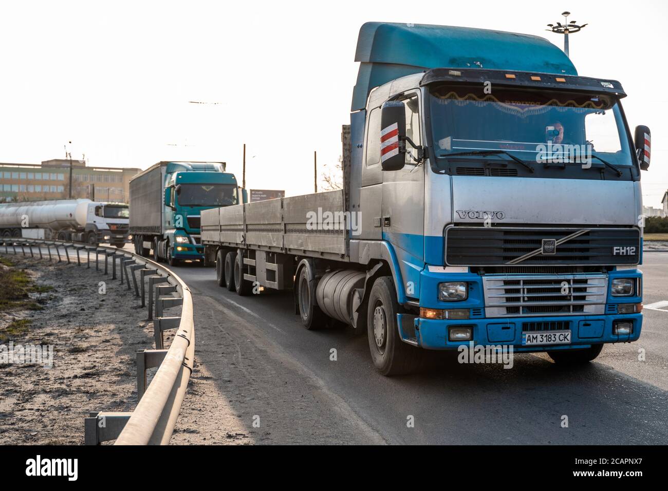 UKRAINE, KYIV - May 10, 2020: Cargo truck on the road. Transportation ...
