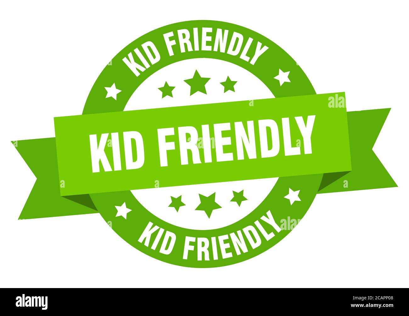 kid friendly round ribbon isolated label. kid friendly sign Stock ...