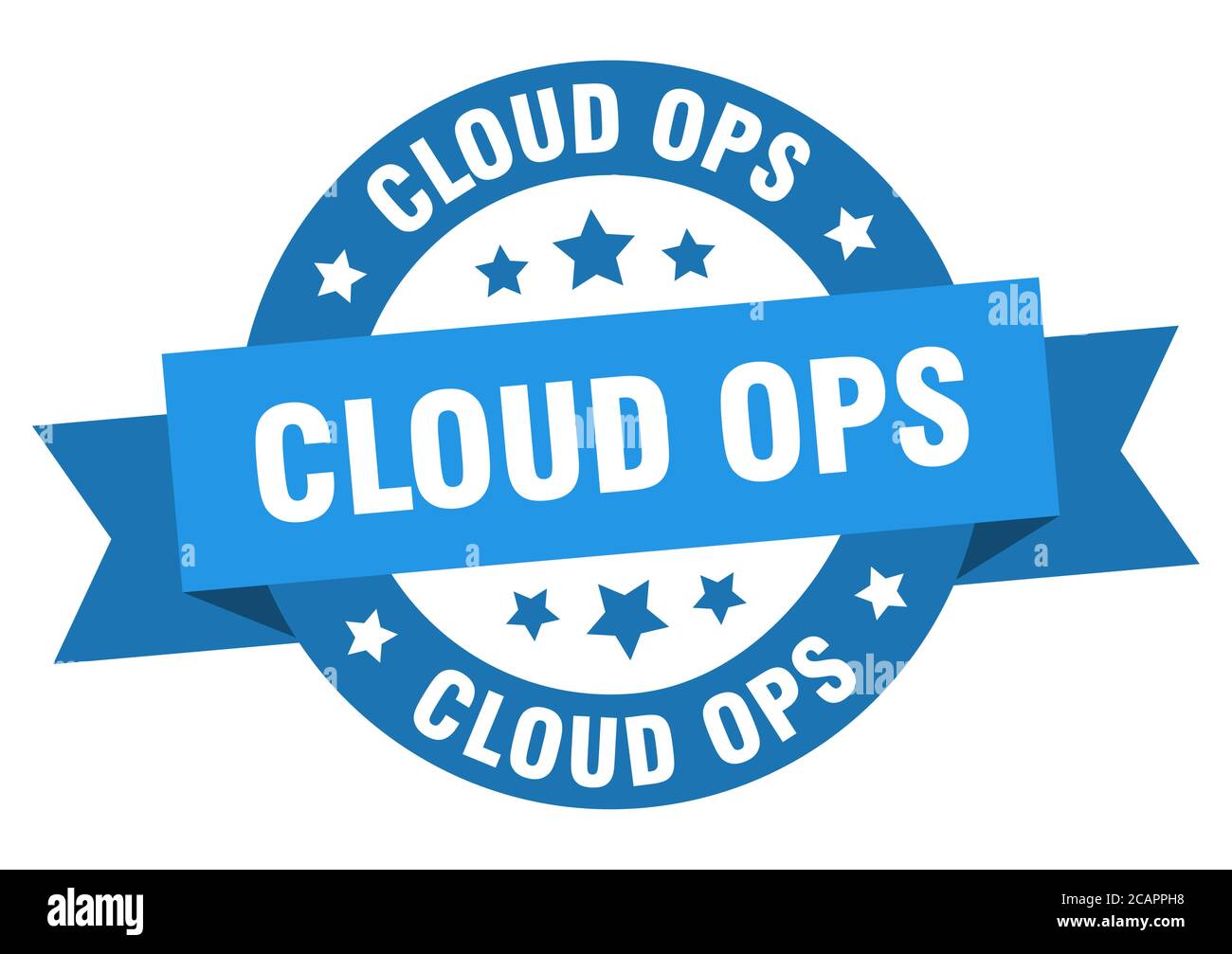 cloud ops round ribbon isolated label. cloud ops sign Stock Vector ...