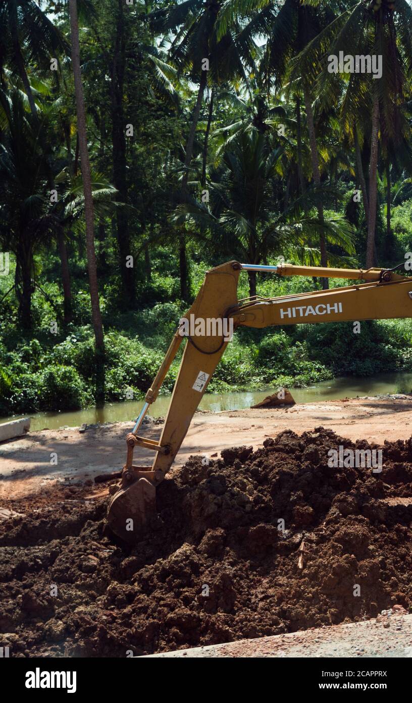 THAILAND, PHUKET - December 15, 2019: An excavator is standing in the ...