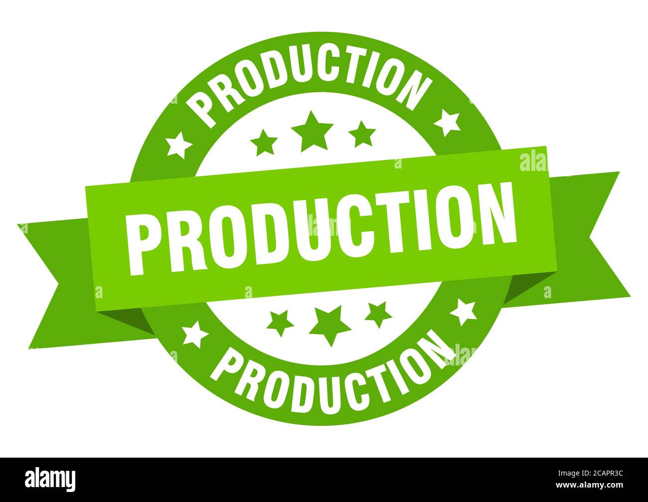 production round ribbon isolated label. production sign Stock Vector ...