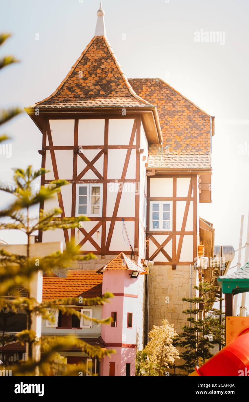Vertical shot of the side view of a gorgeous colonial german Vila ...