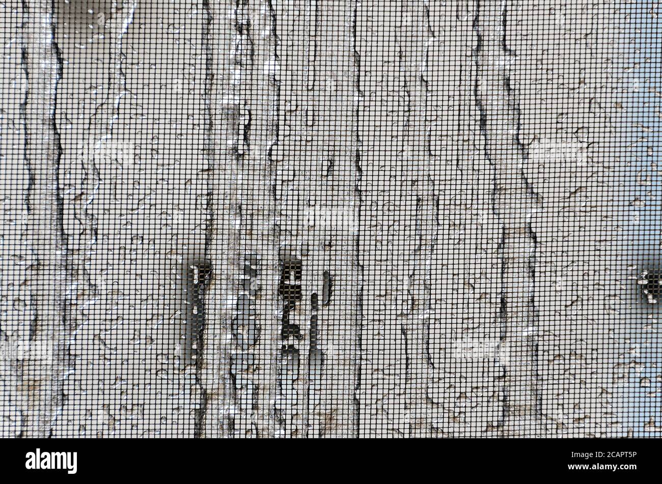 Freeze rain,window covered by deep ice Stock Photo - Alamy