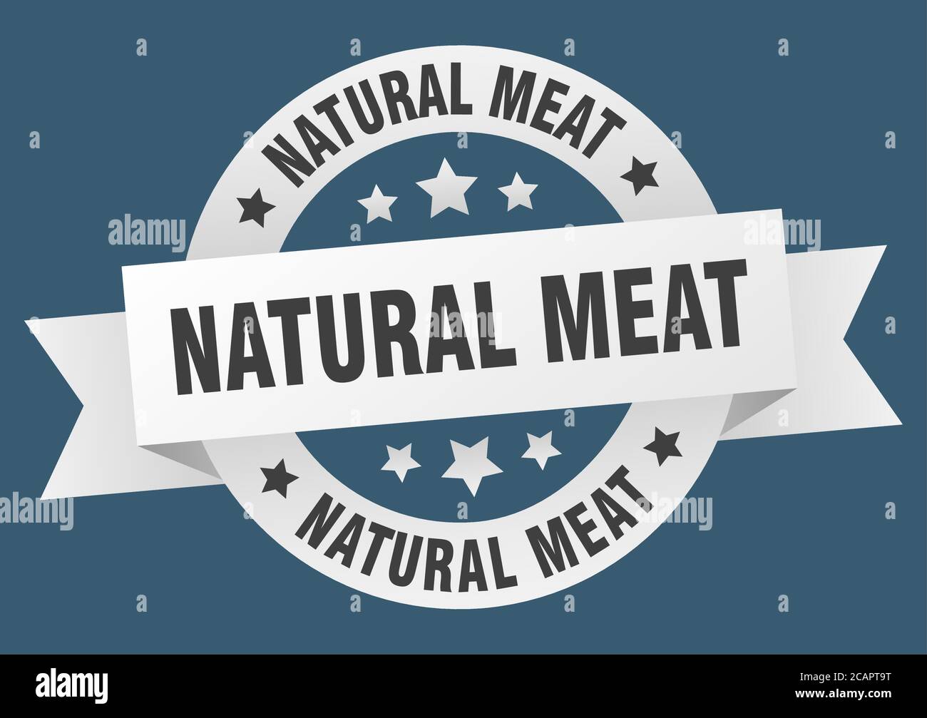 natural meat round ribbon isolated label. natural meat sign Stock ...