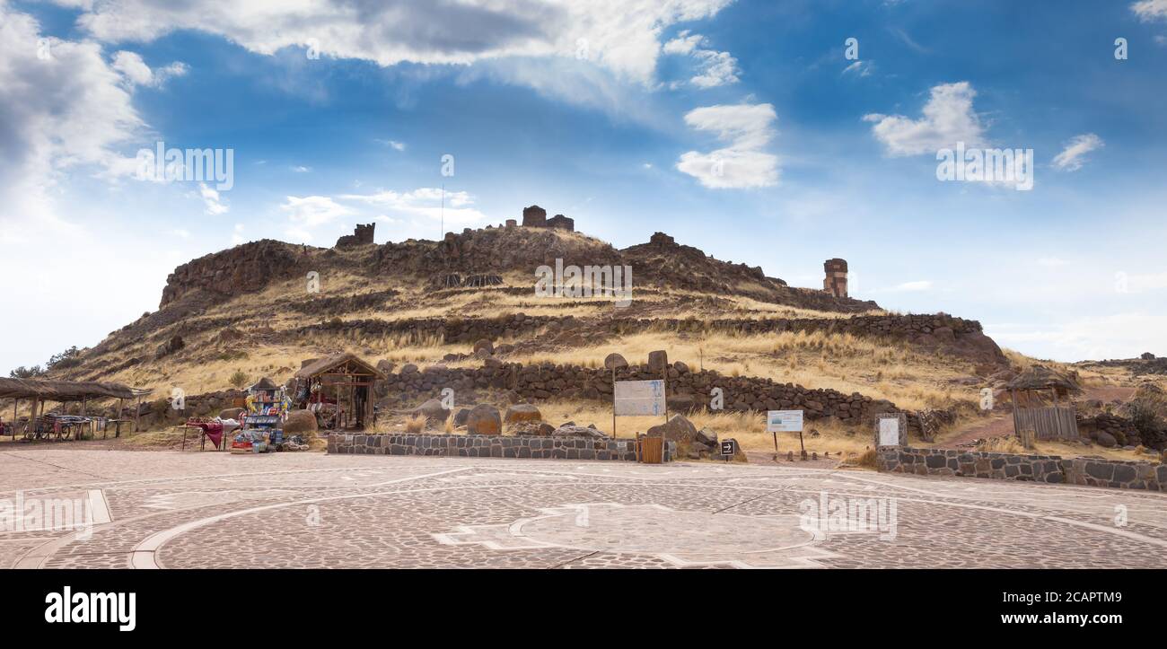 Burial Towers (Chullpas) at the archaelogical Site of Sillustani on the ...