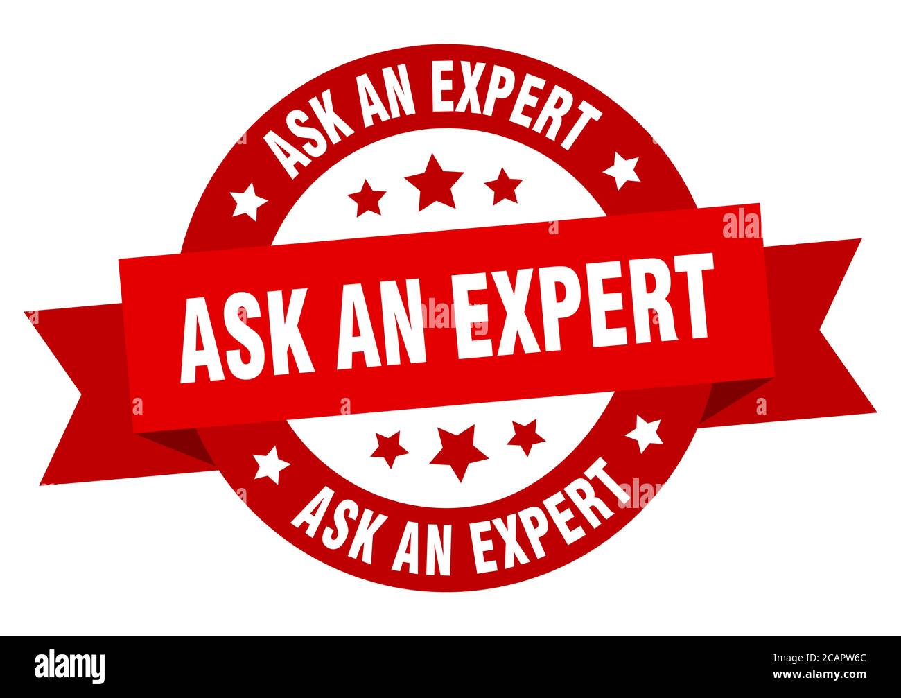 ask an expert round ribbon isolated label. ask an expert sign Stock ...