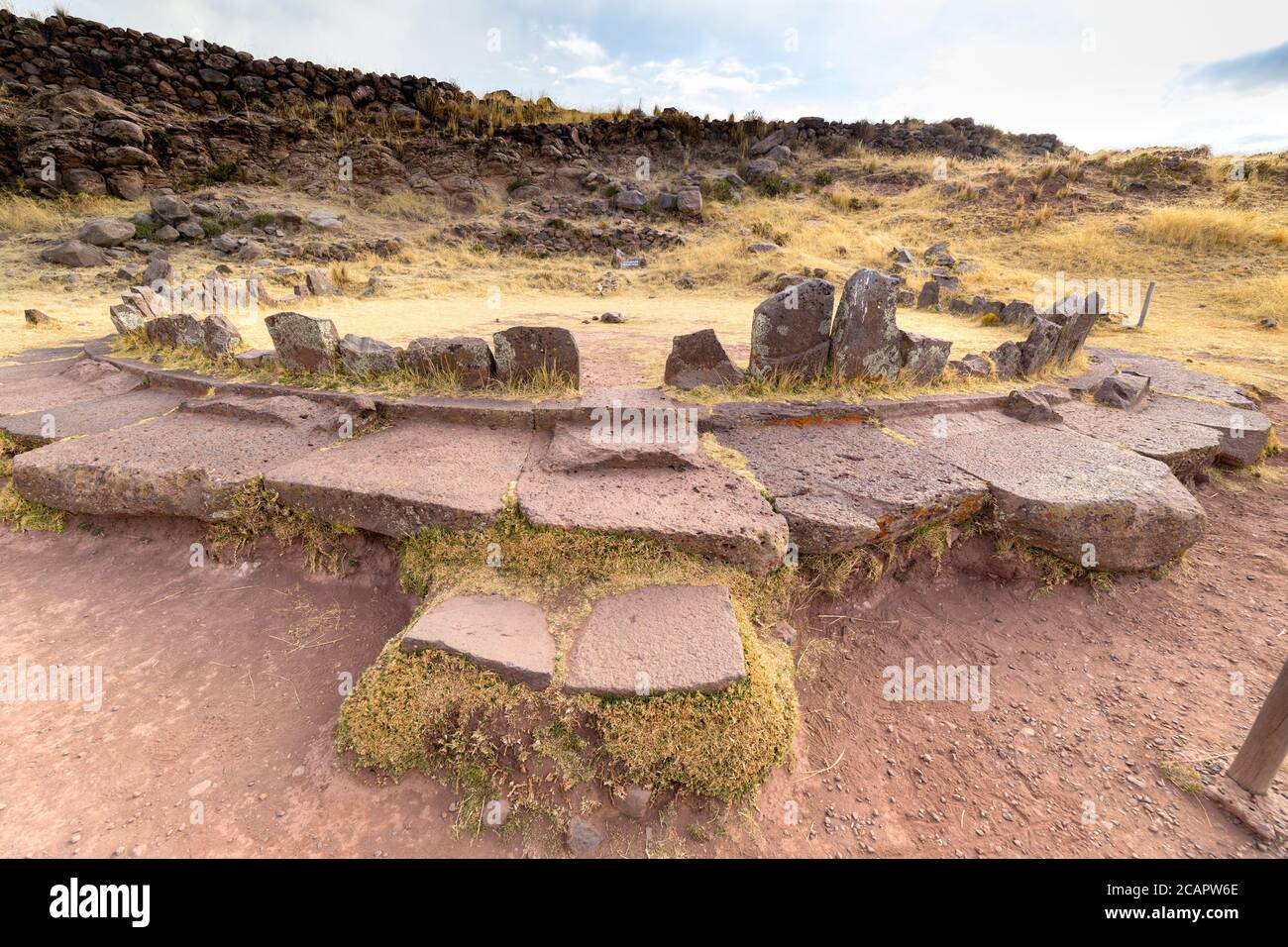 Burial Towers (Chullpas) at the archaelogical Site of Sillustani on the ...