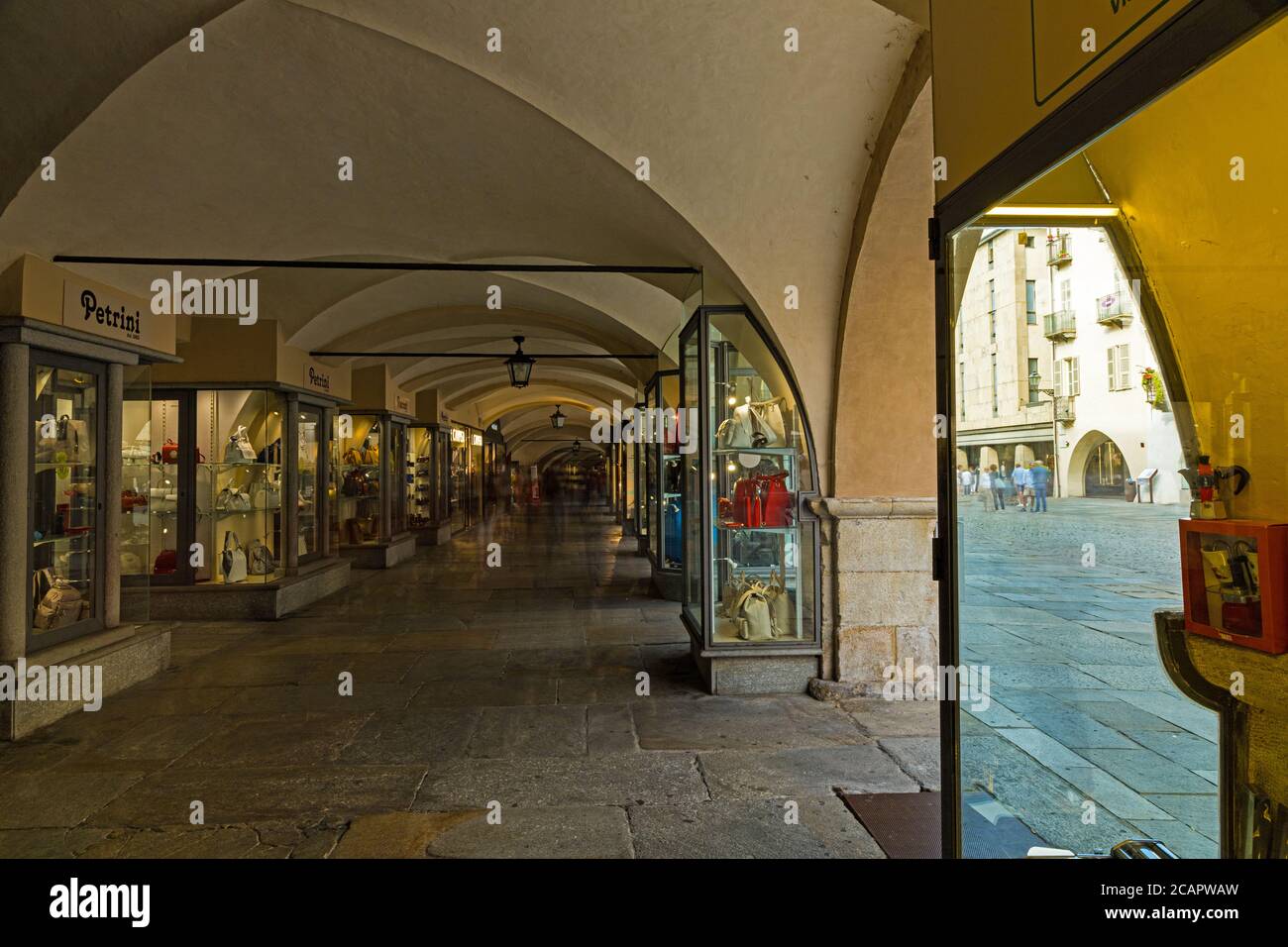 under the famous arcades in Cuneo in Italy Stock Photo - Alamy
