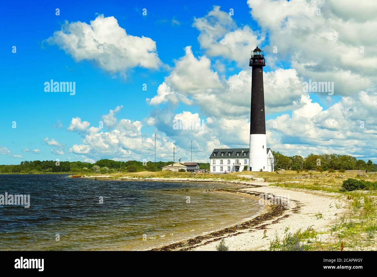 Sorve lighthouse on Saaremaa island, Estonia. lighthouse on sea shore ...
