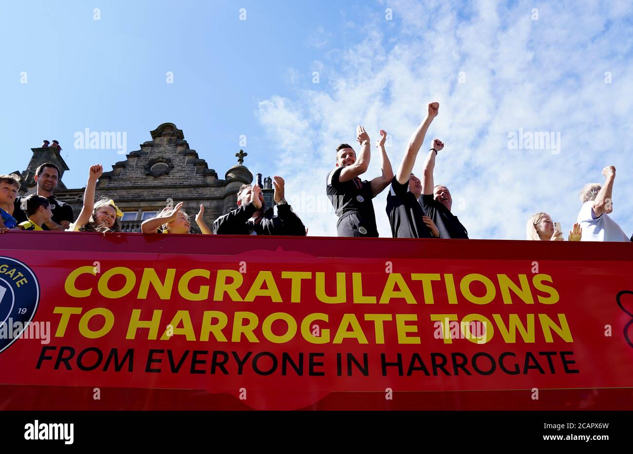 Harrogate Town A.F.C's James Belshaw and Joe Cracknell are seen ...