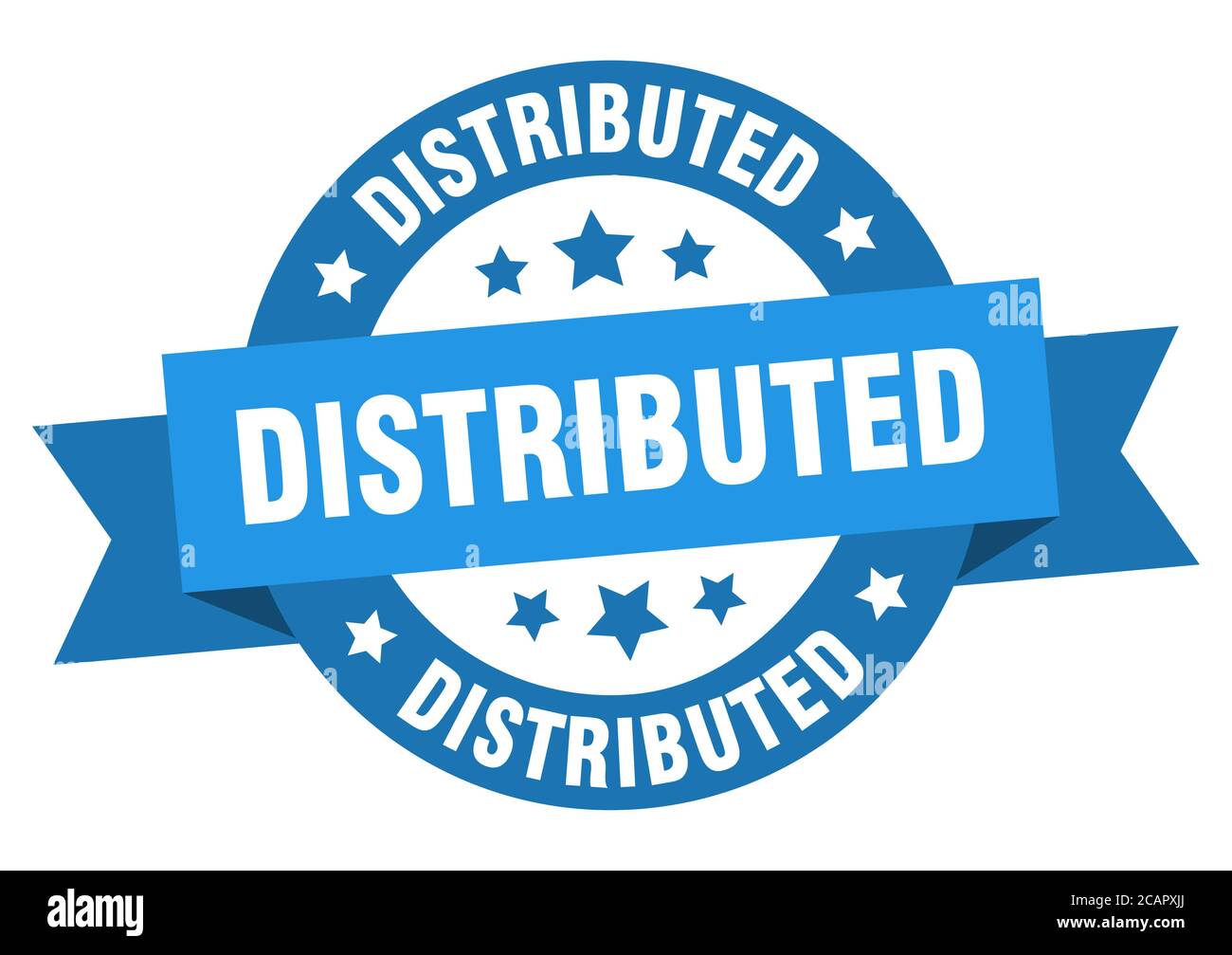 distributed round ribbon isolated label. distributed sign Stock Vector ...