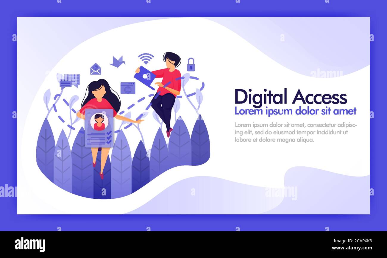 Access digital data and social media. Service access connection line ...
