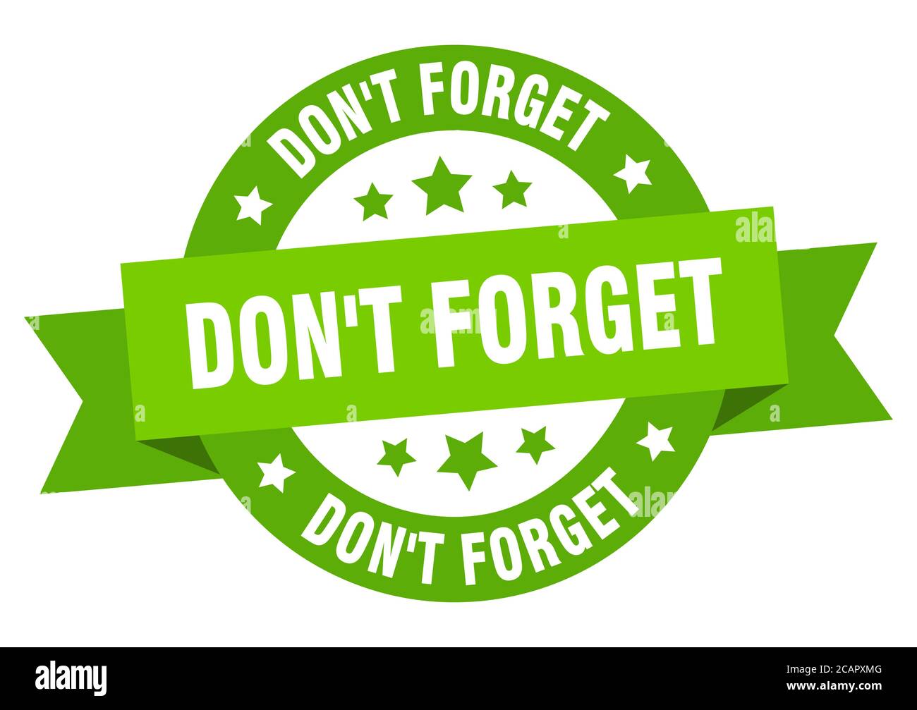 don't forget round ribbon isolated label. don't forget sign Stock ...