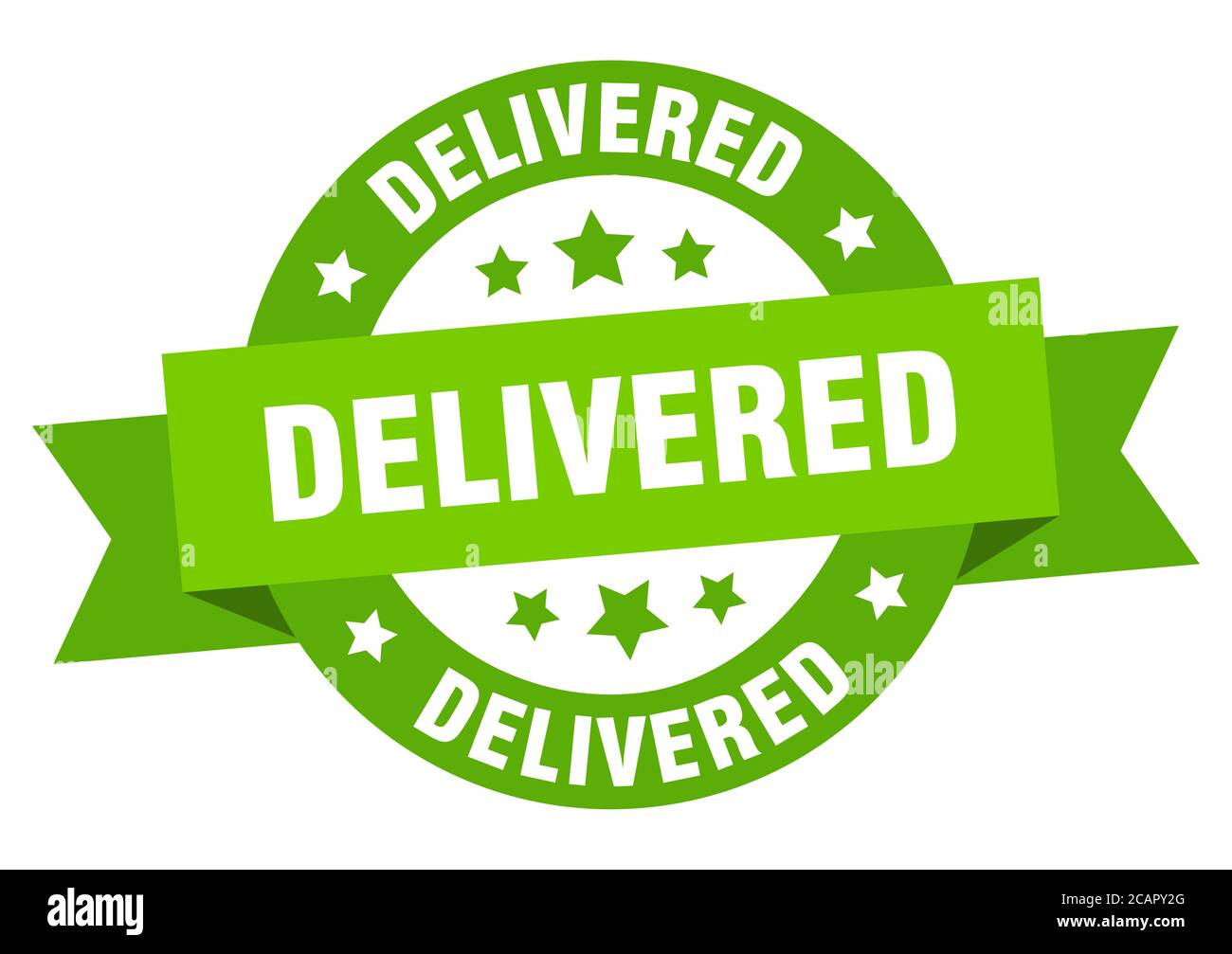 delivered round ribbon isolated label. delivered sign Stock Vector ...
