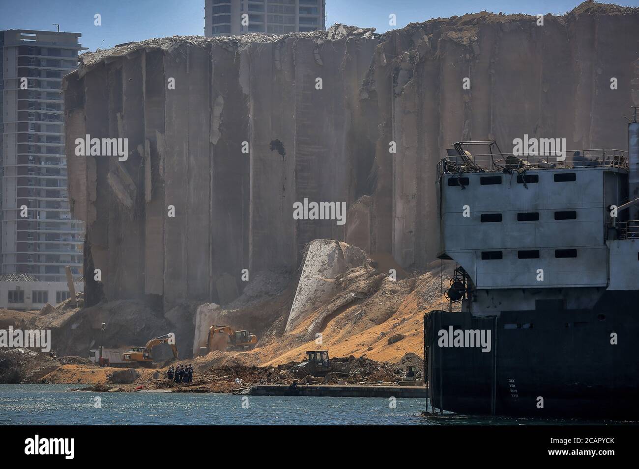 Beirut, Lebanon. 08th Aug, 2020. A general view from the sea for the ...