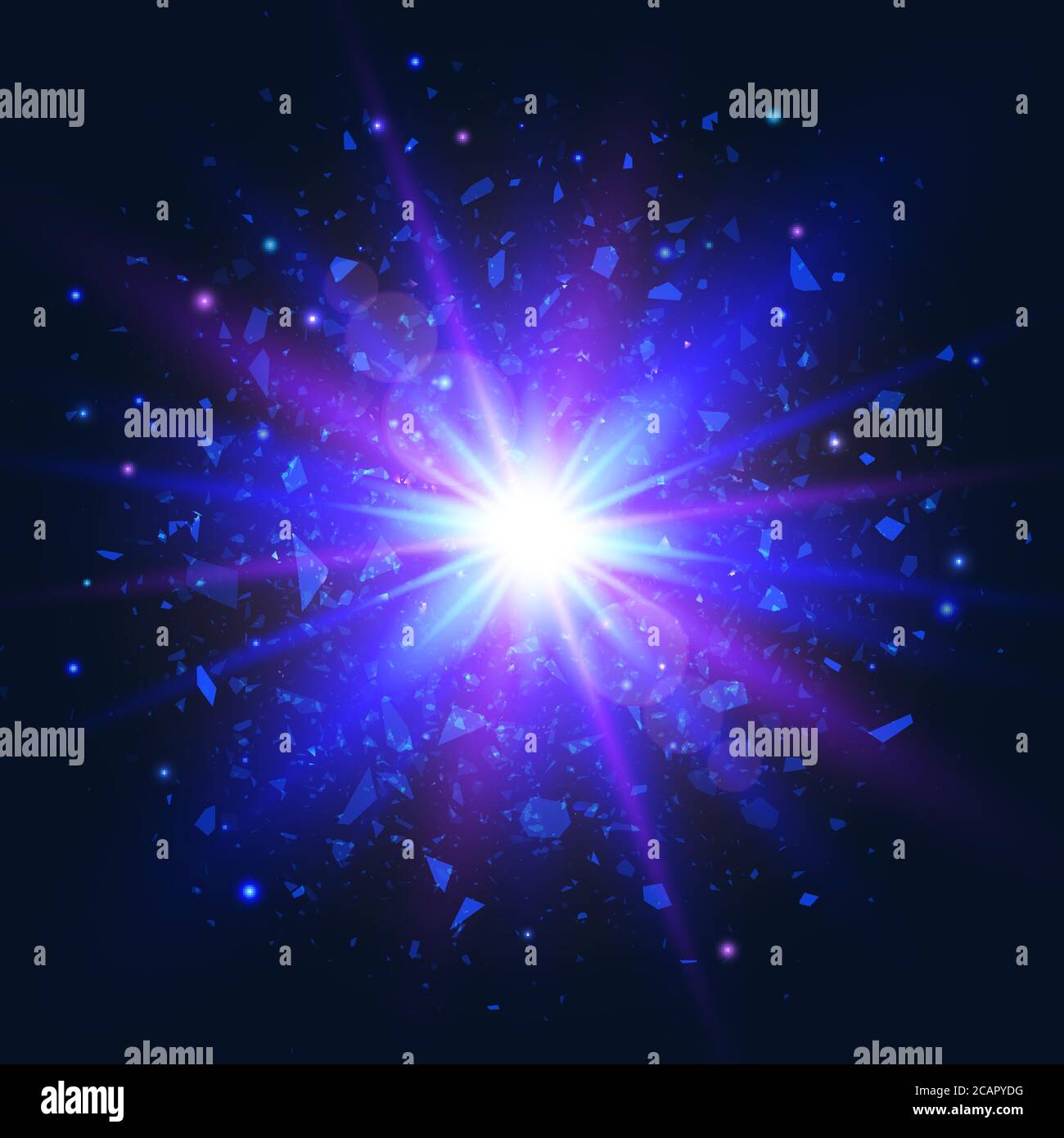Explosion star on dark background. Star burst with beams and sparkles ...