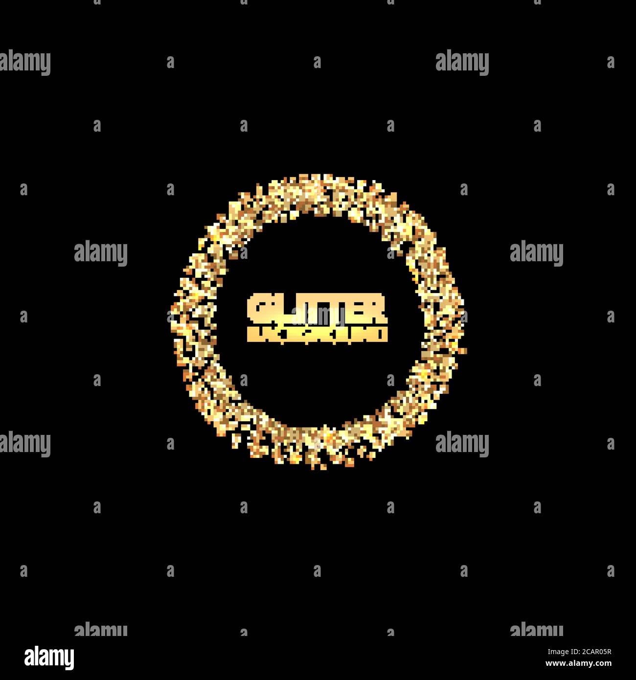 Glitter circle. Festive golden sparkle background. Glitter circle frame ...