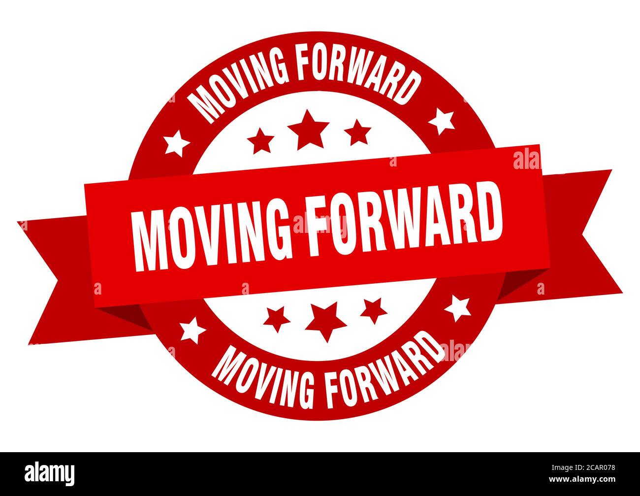 moving forward round ribbon isolated label. moving forward sign Stock ...