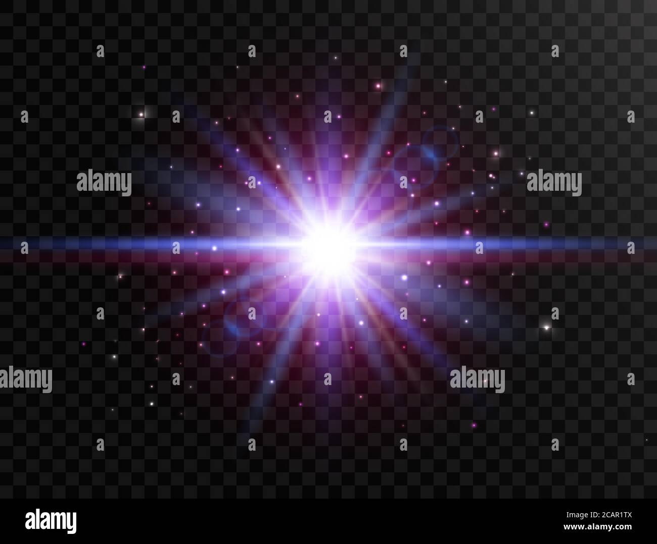 Futuristic light on transparent background. Flash with rays and ...