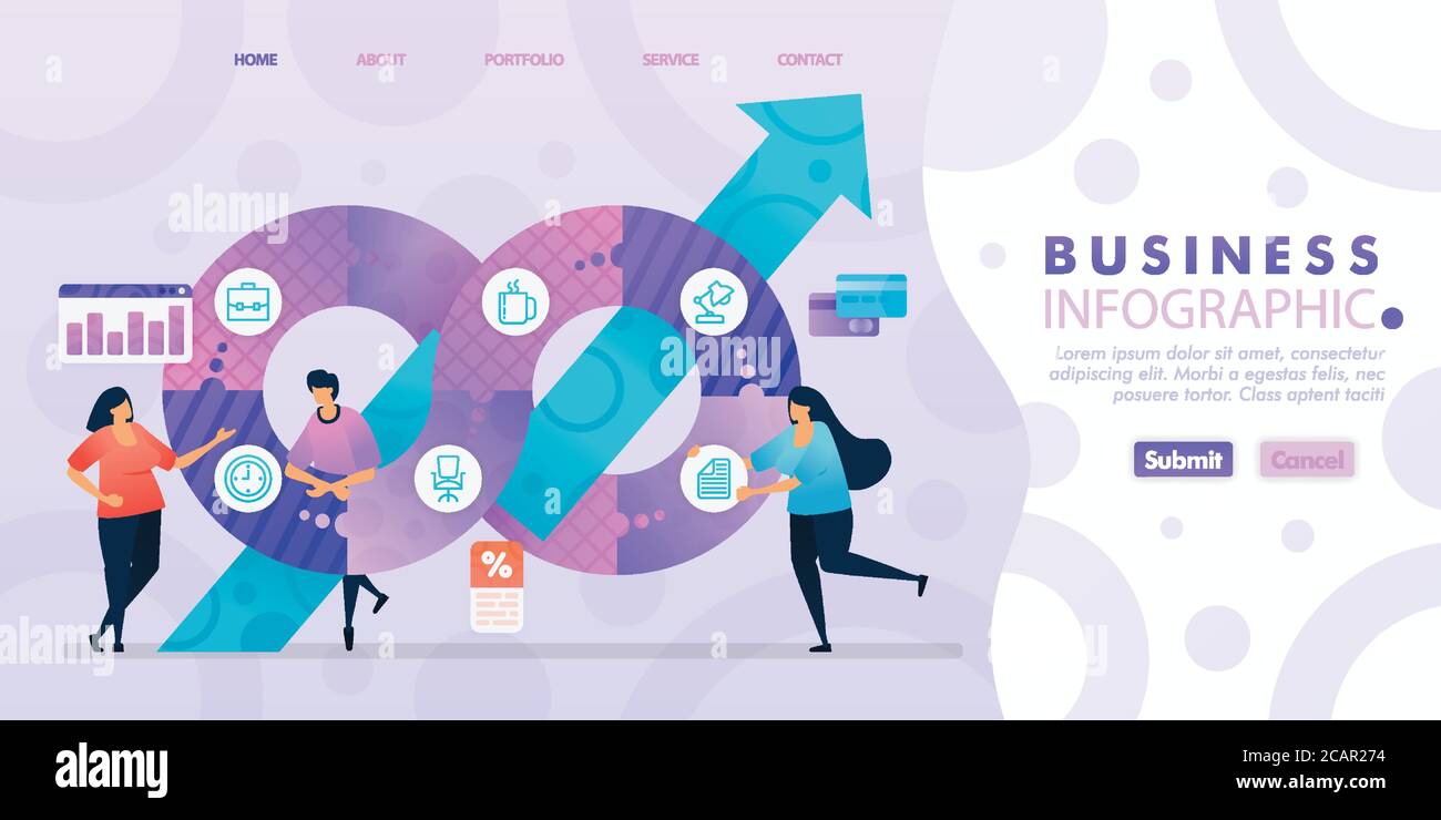 Landing page design of Business Infographic with flat Illustration ...