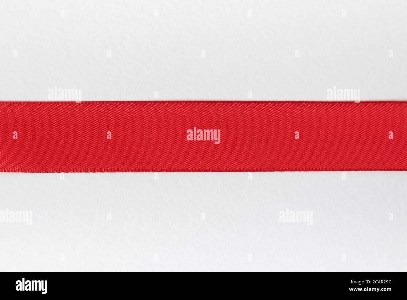 Horizontal red ribbon on a white background. Blank for designer. Top ...