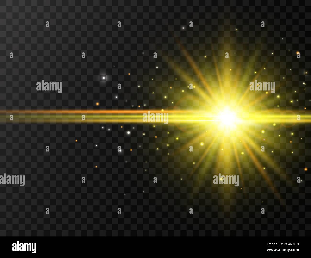 Star burst with beams and sparkles on transparent background. Sun flash ...