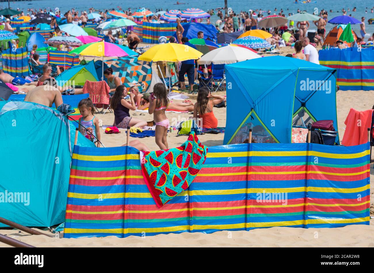 Bournemouth, Dorset UK. 8th August 2020. UK weather: busy beaches at ...