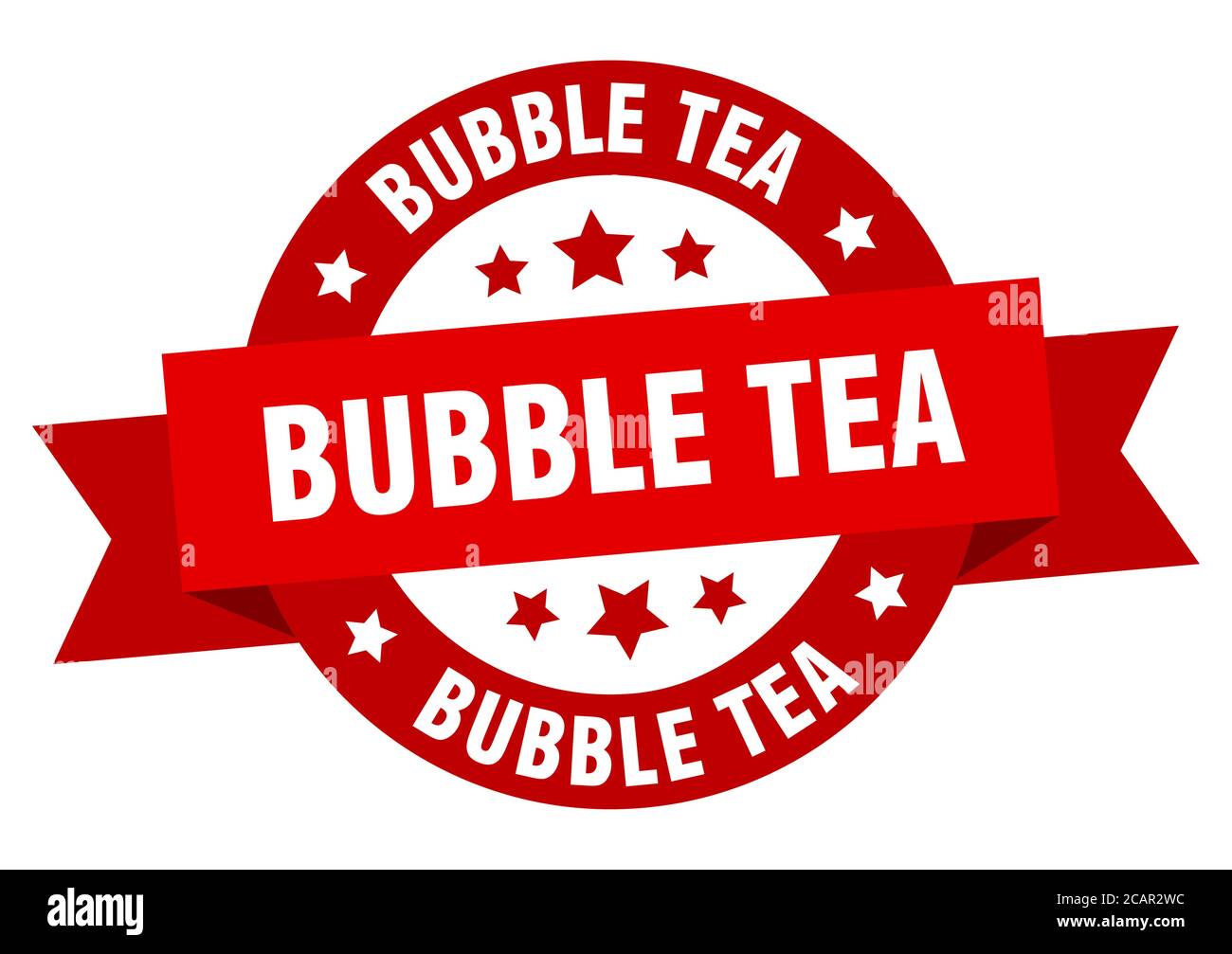 bubble tea round ribbon isolated label. bubble tea sign Stock Vector ...