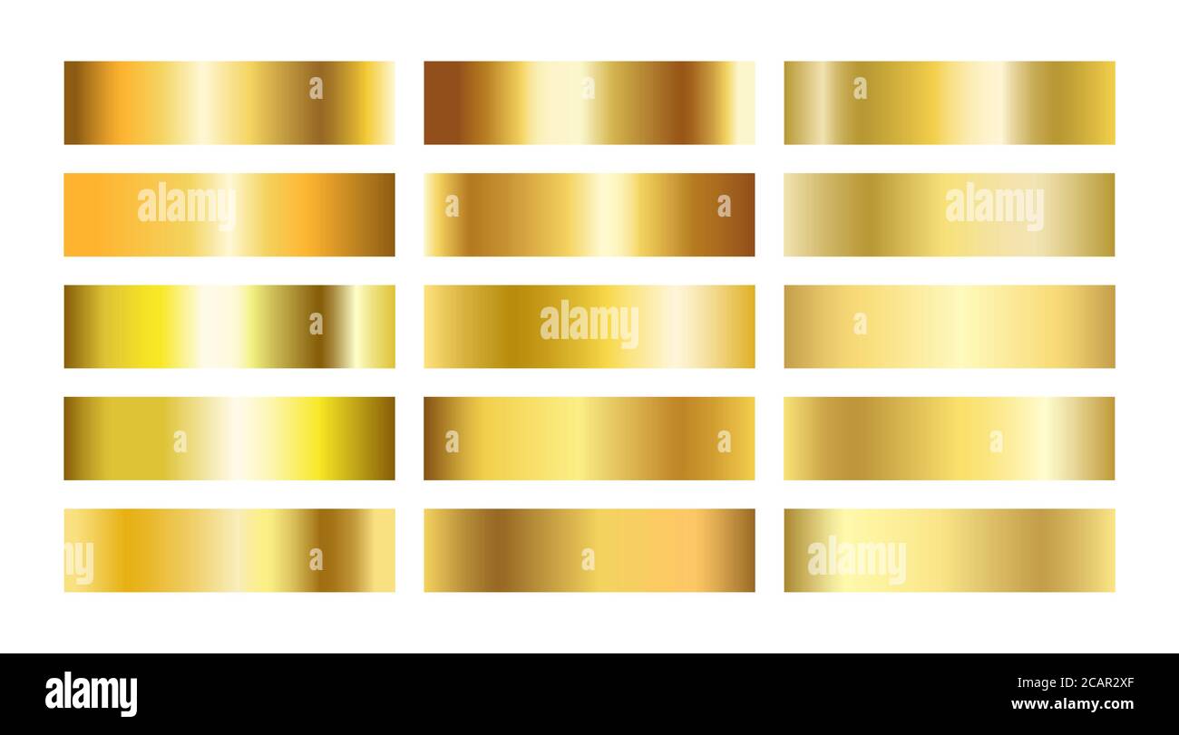 Gold gradient textures collection. Golden foil background set. Copper ...