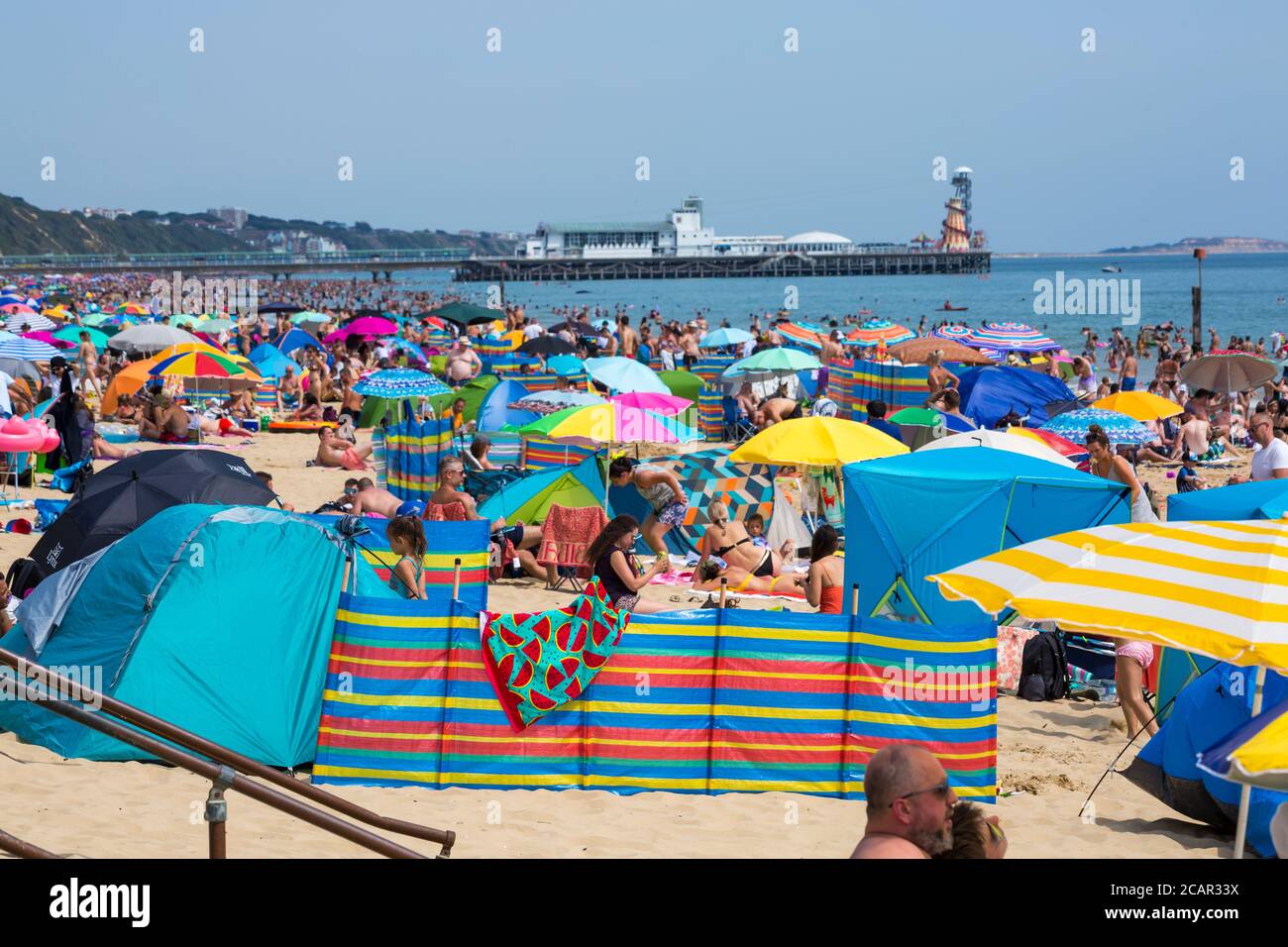 Bournemouth, Dorset UK. 8th August 2020. UK weather: busy beaches at ...