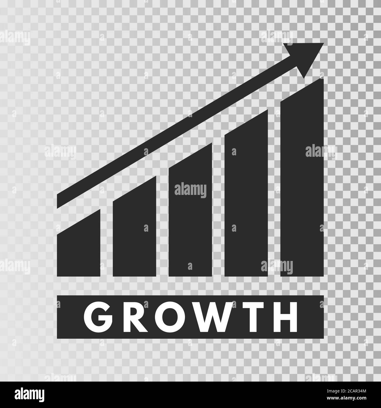 Growth template. Growing bar graph icon on transparent background ...