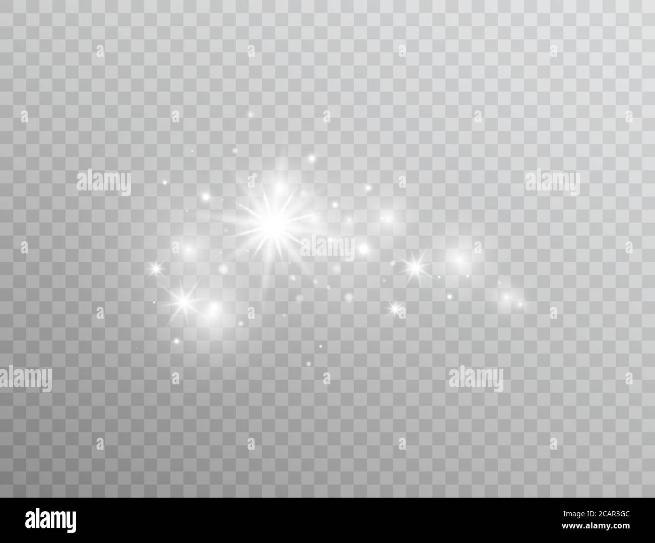 White glowing light effect isolated on transparent background. Shining flare. Magic glitter dust ...