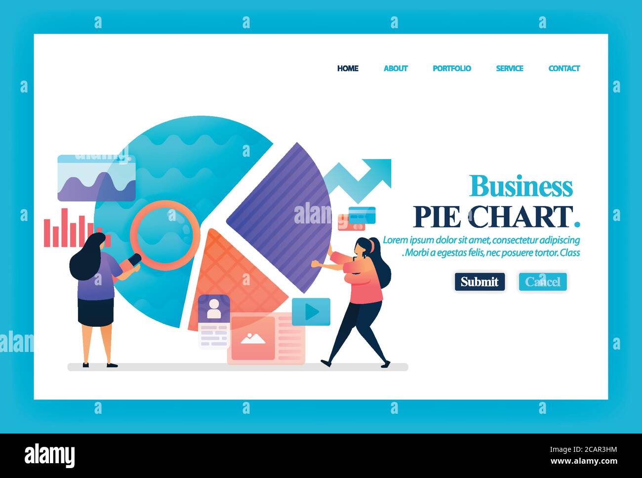 Landing page vector design of Business Diagram and Chart. Easy to edit ...