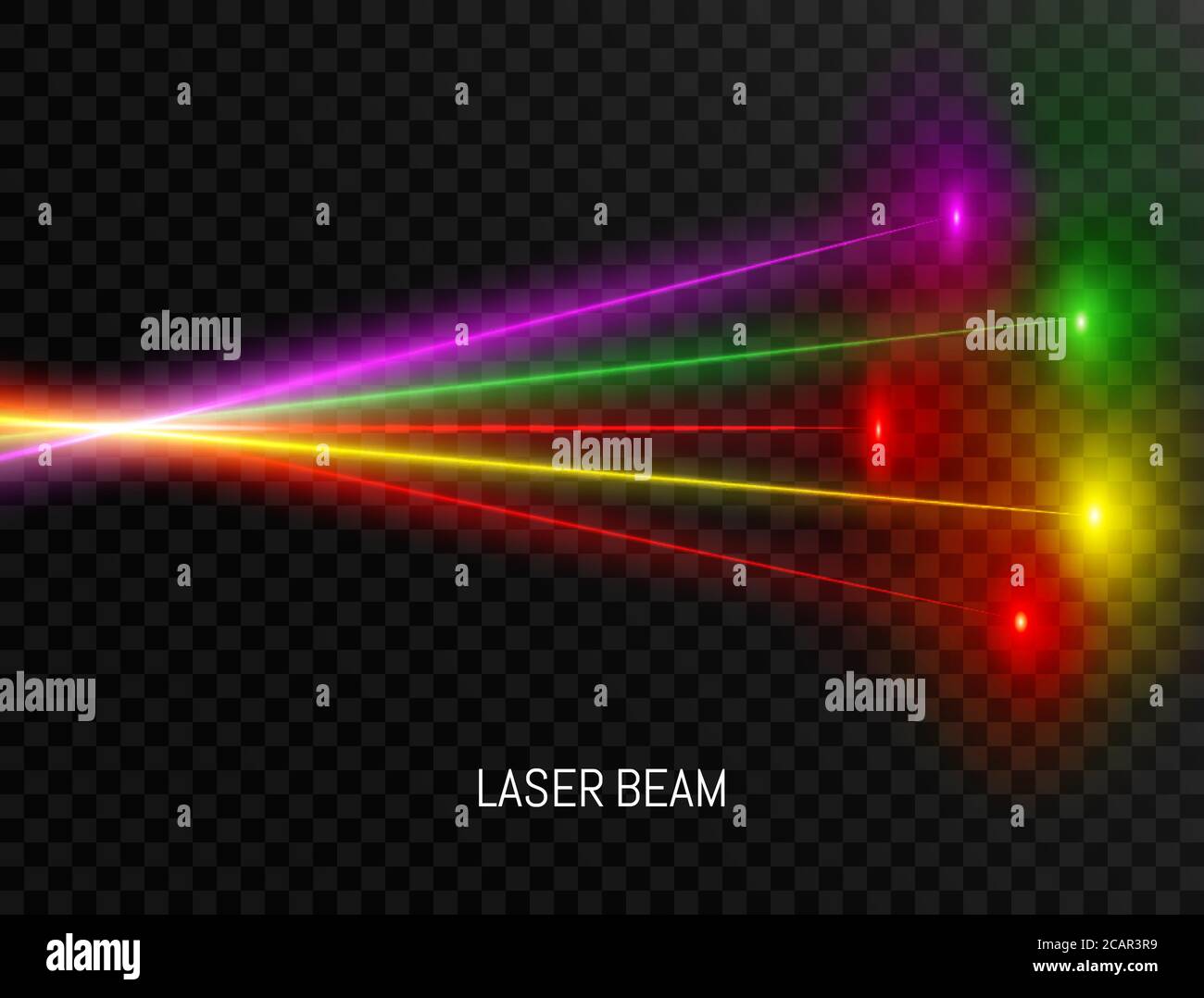 Colorful laser beam set isolated on transparent background. Neon lines ...