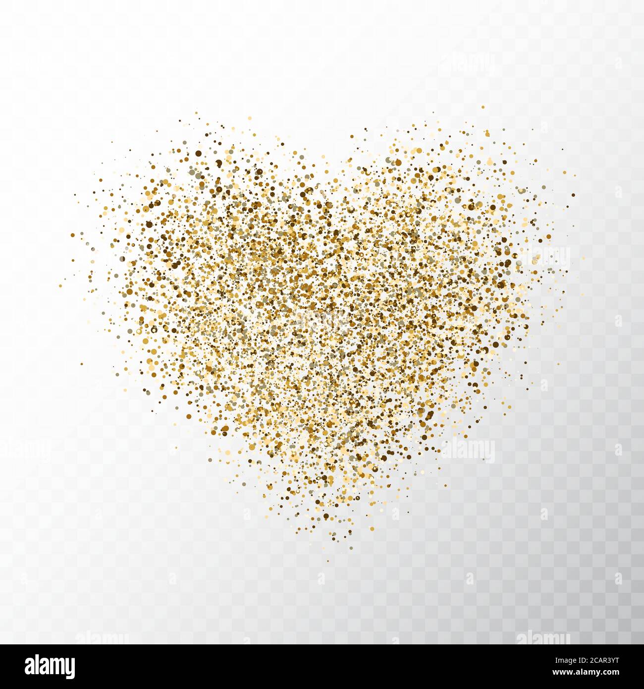 Glitter golden hearts isolated on transparent background. Gold glowing ...