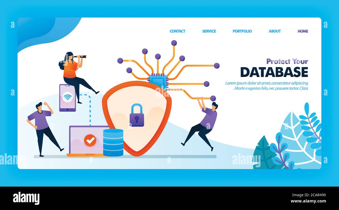 Landing page vector design of Protect your database. Easy to edit and ...
