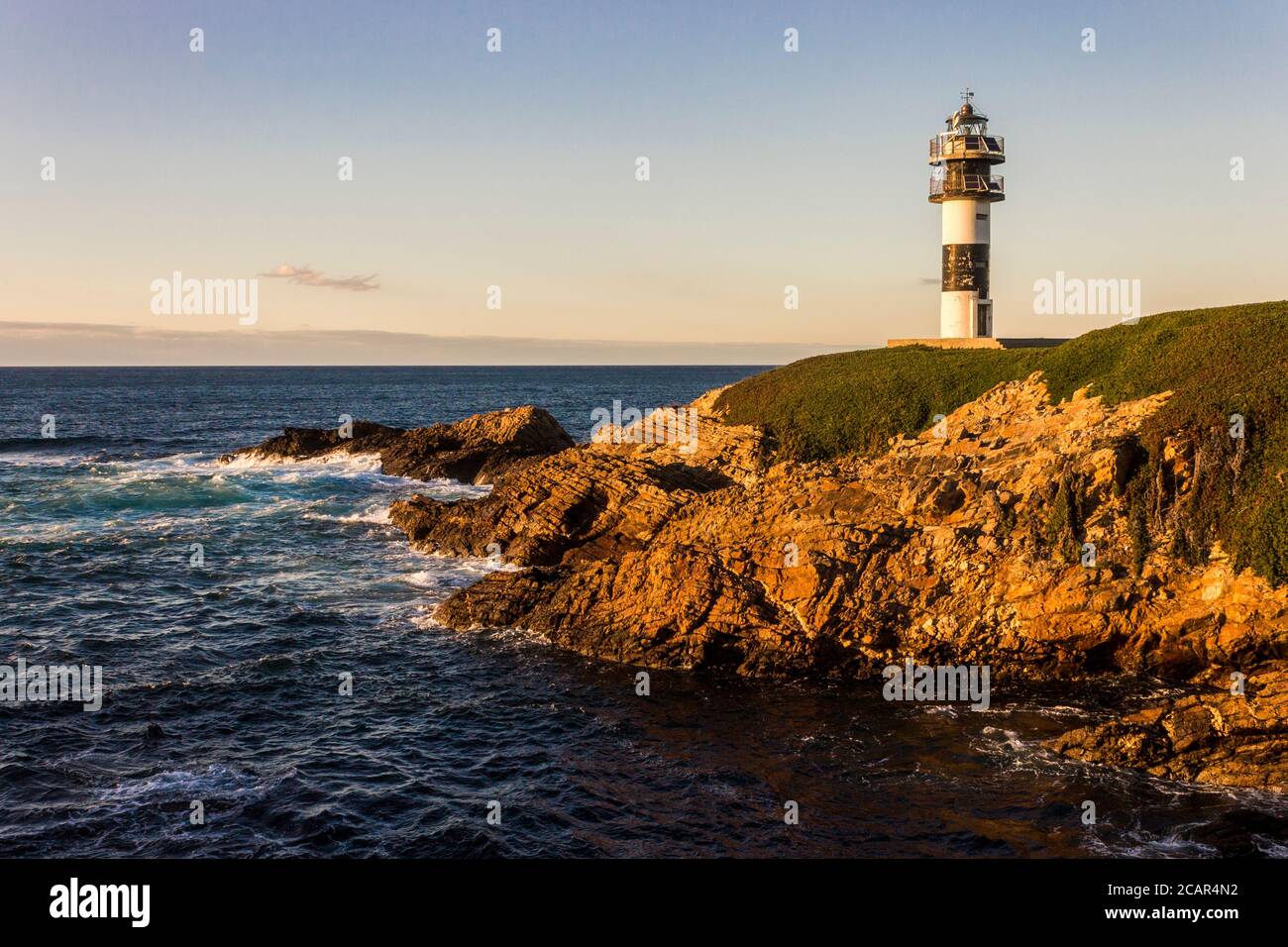 Ribadeo, Spain. The lighthouse at Illa Pancha, an island in the coast ...