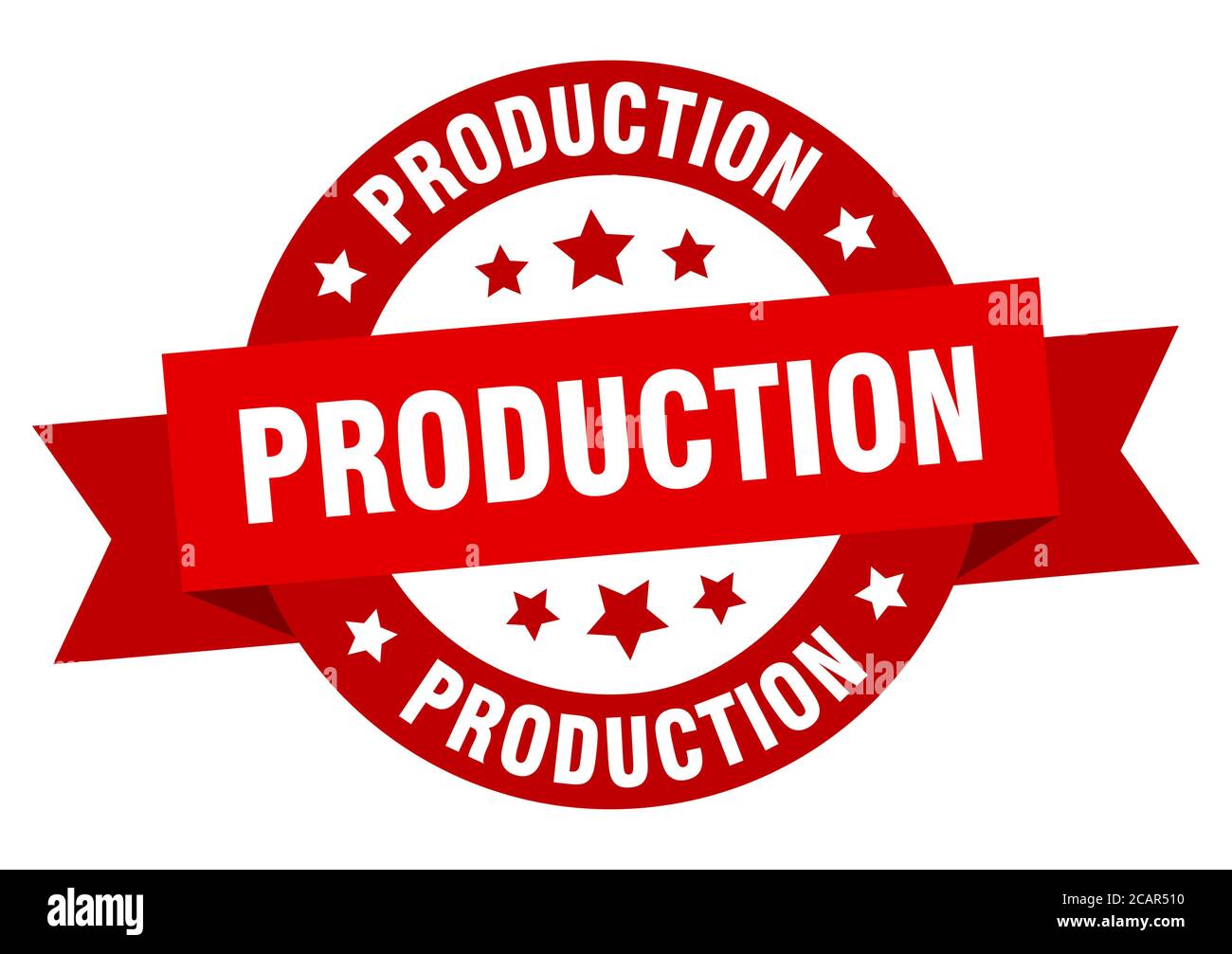 production round ribbon isolated label. production sign Stock Vector ...