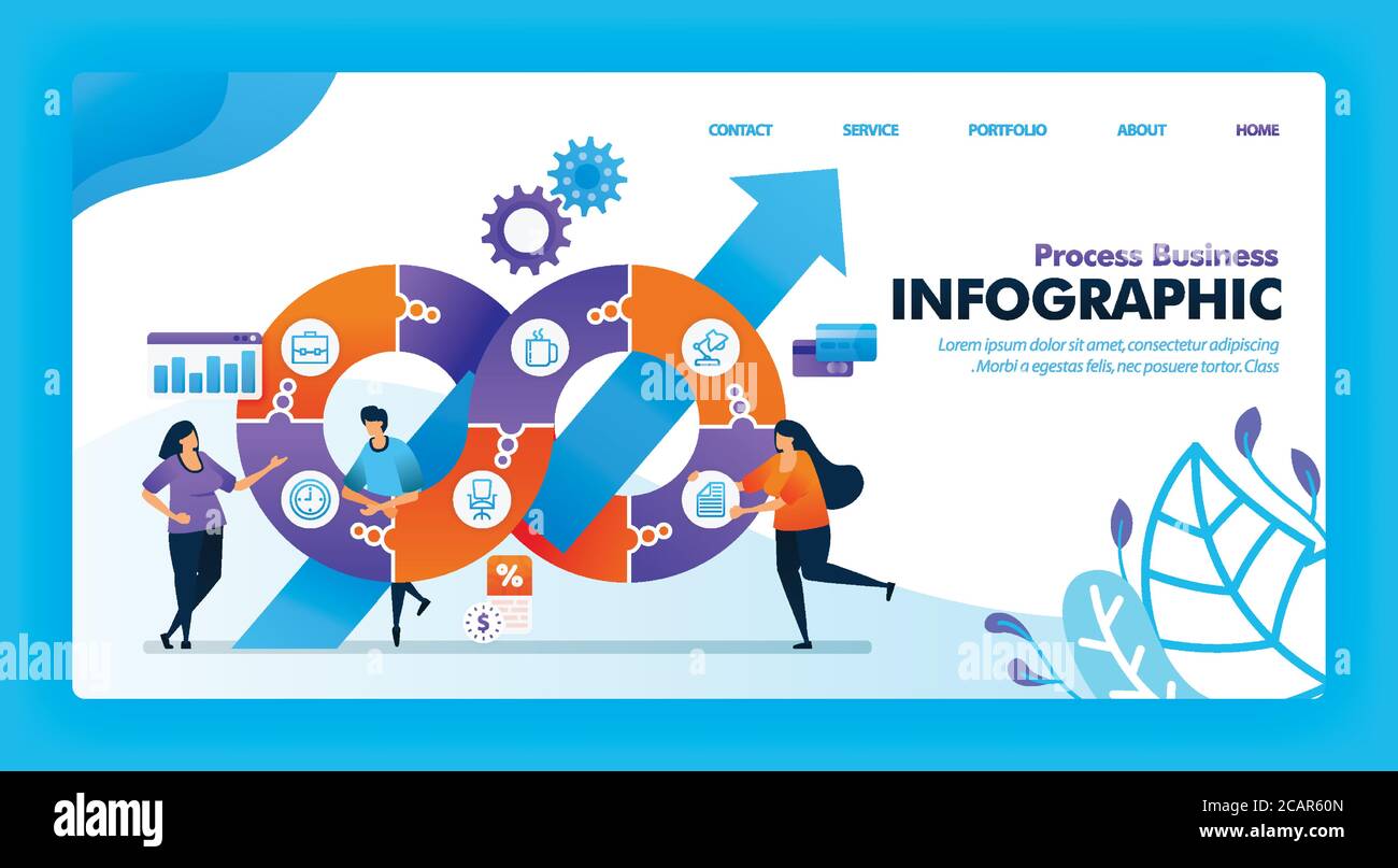 Landing page design of Business Infographic with flat Illustration ...