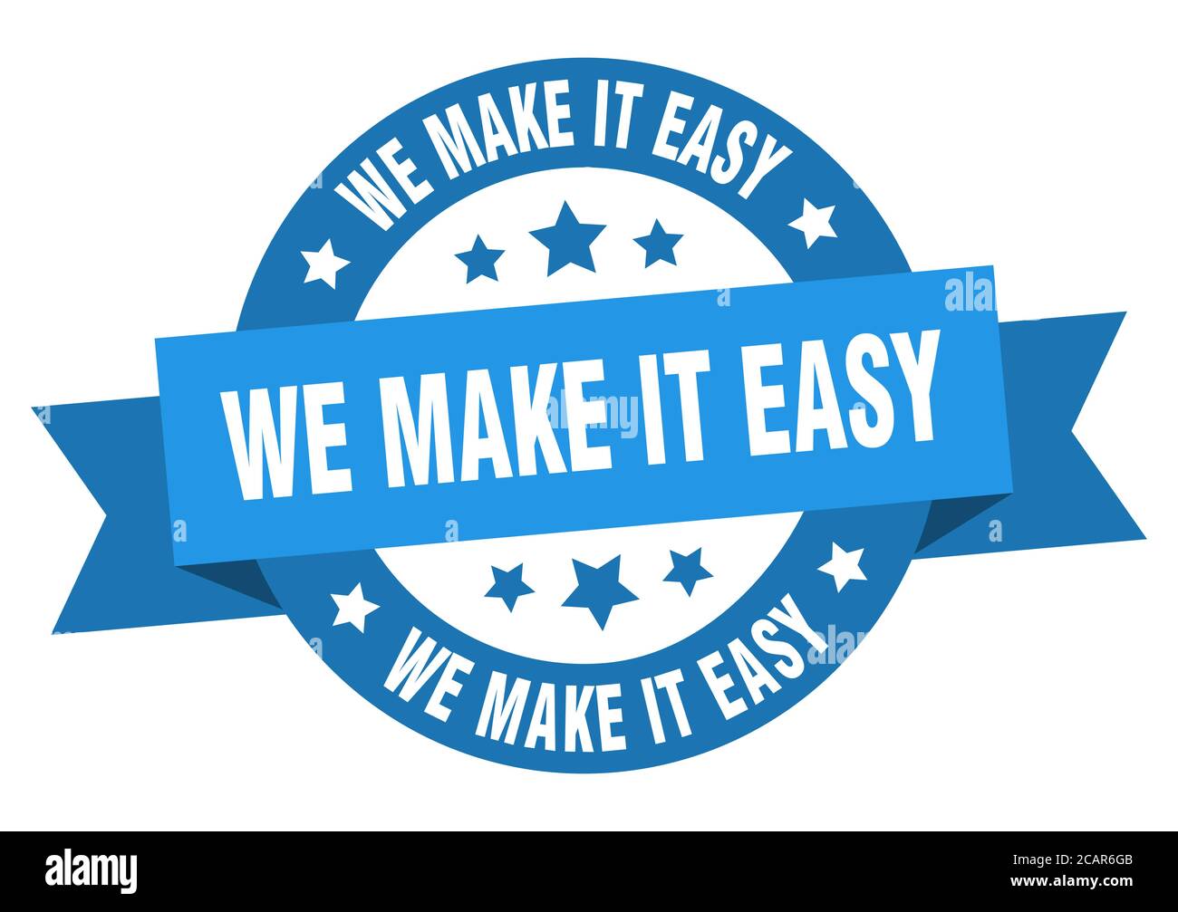 we make it easy round ribbon isolated label. we make it easy sign Stock ...