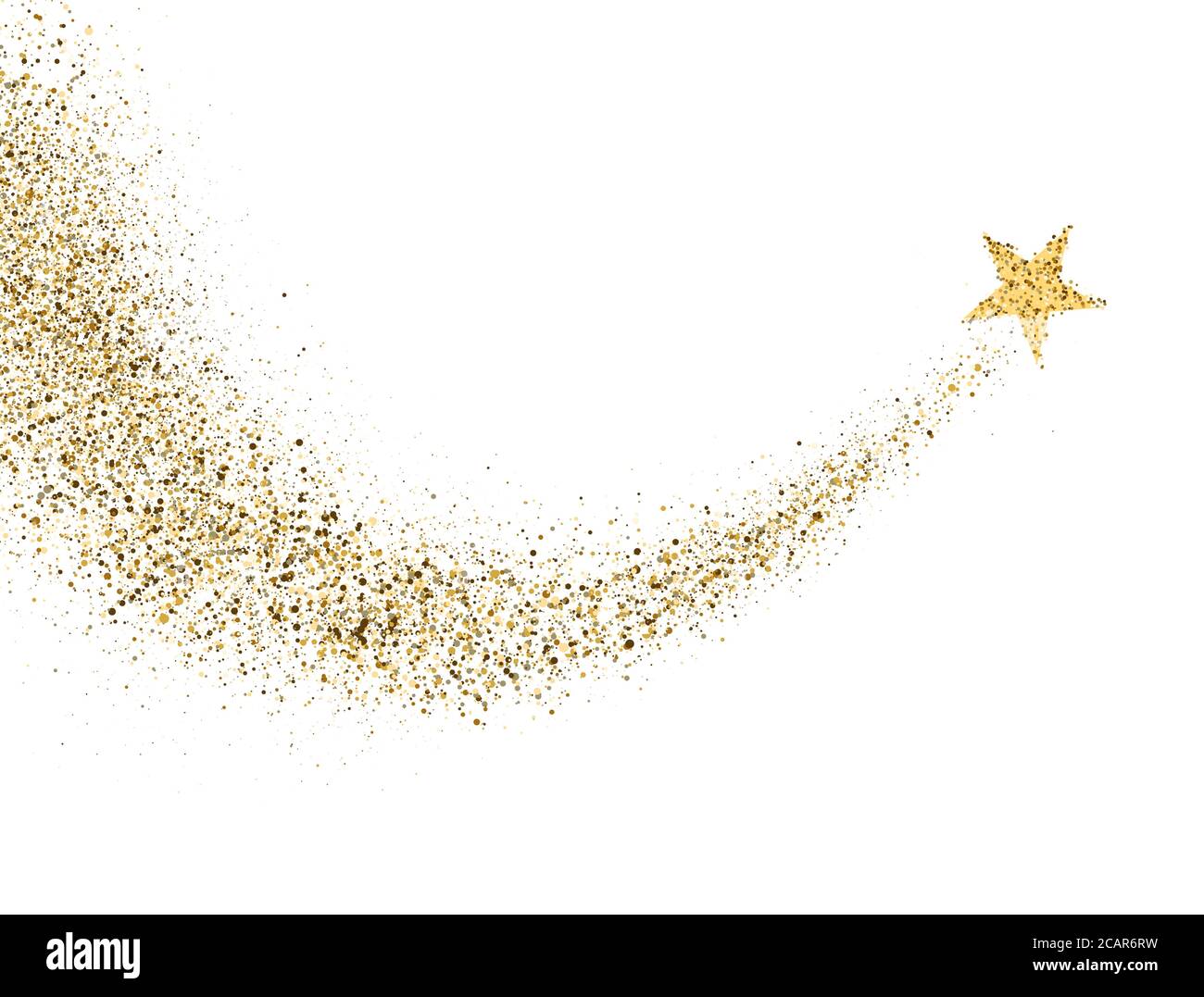 Star dust trail with glitter sparkling particles on white background ...