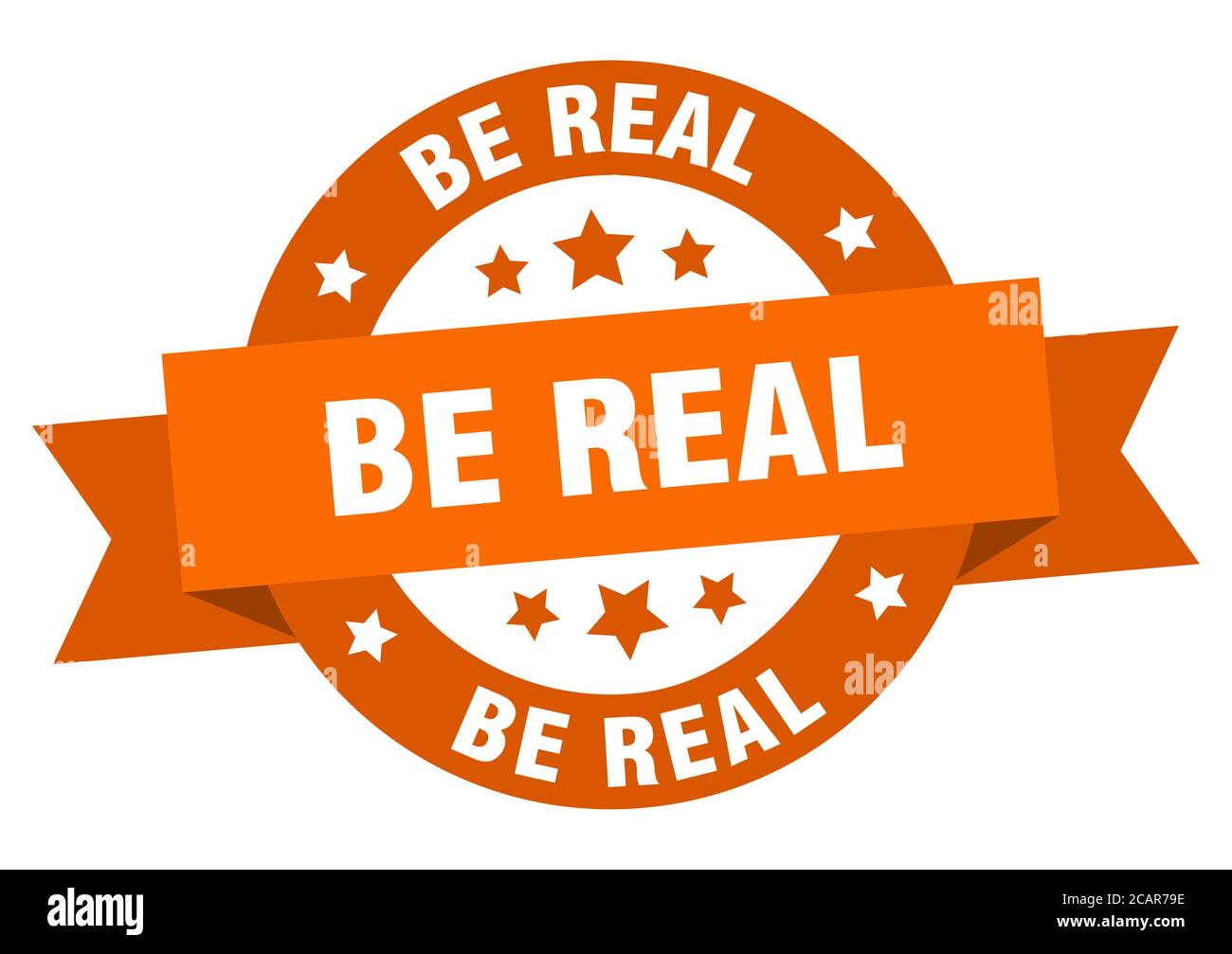 be real round ribbon isolated label. be real sign Stock Vector Image ...