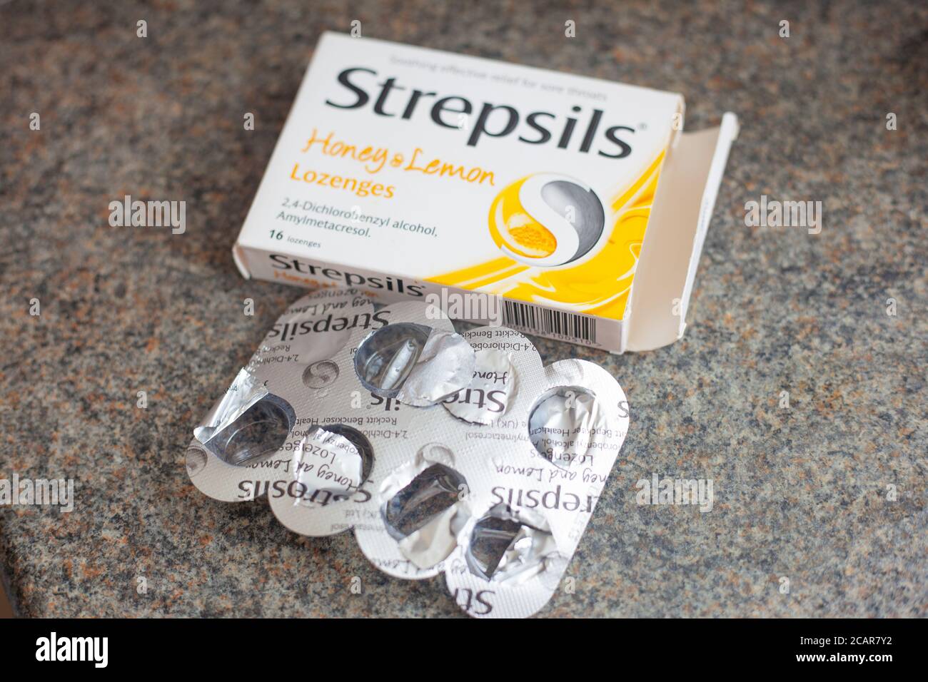 Packet of Strepsils lozenges for sore throats Stock Photo - Alamy